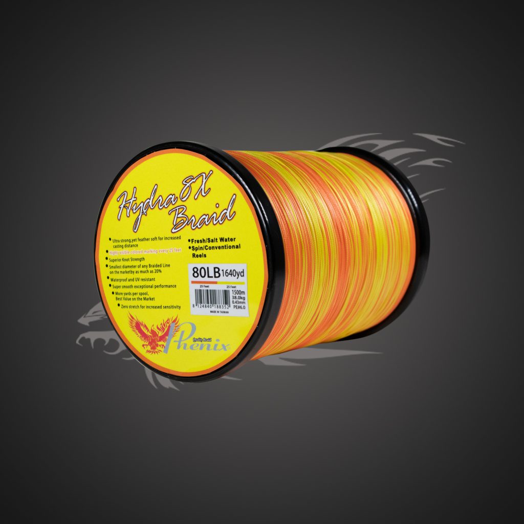 Hydra 8X Braided Line (Orange / Yellow) - Phenix Rods